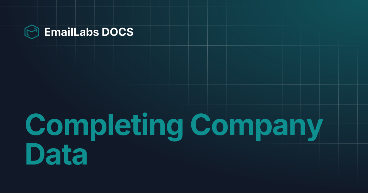 Completing Company Data | EmailLabs DOCS