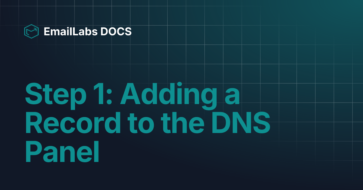 Step 1: Adding a Record to the DNS Panel | EmailLabs DOCS
